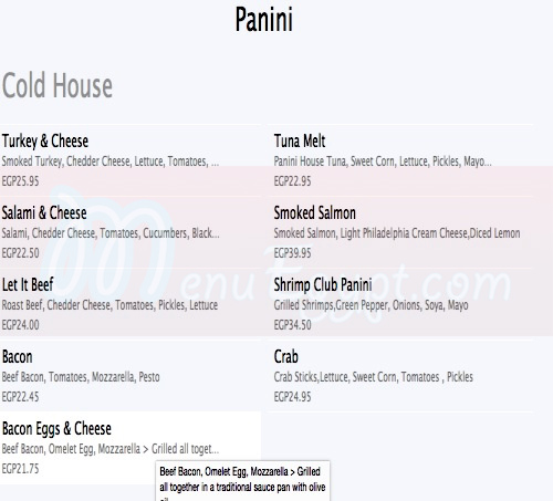 Menu delivery - hotline - The Panini House | منيو ورقم مطعم البيت ...